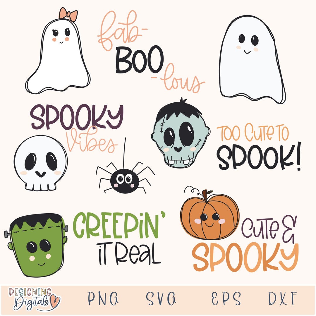 Cute Halloween SVG Bundle, Coquette Ghost SVG File for Cricut, Spooky ...