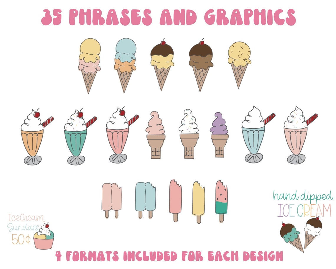 Ice Cream SVG Files for Cricut, Cute SVG Popsicle, Retro Svg Ice Cream ...