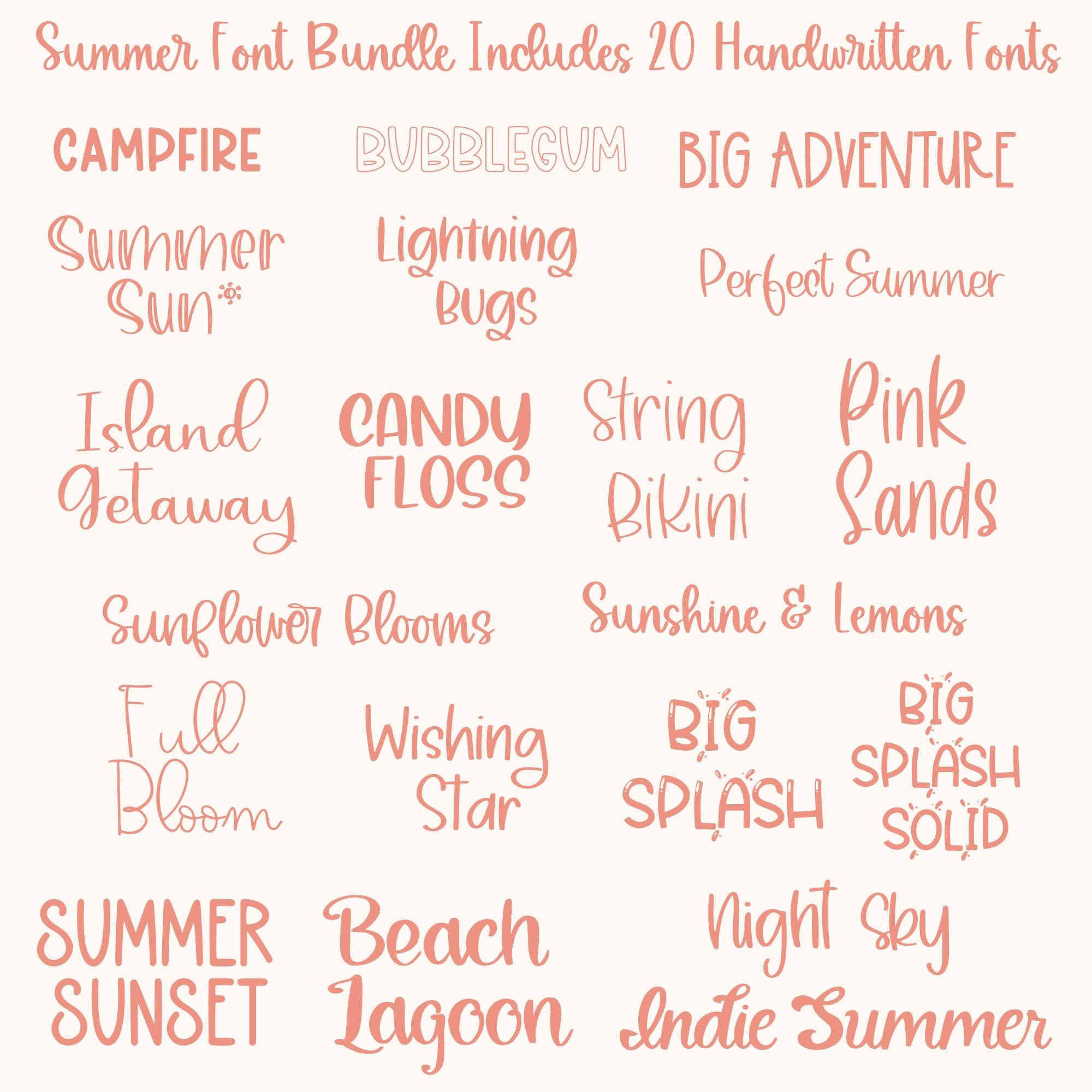 Summer Handwritten Font Bundle for Cricut, Cursive Handwriting Fonts ...