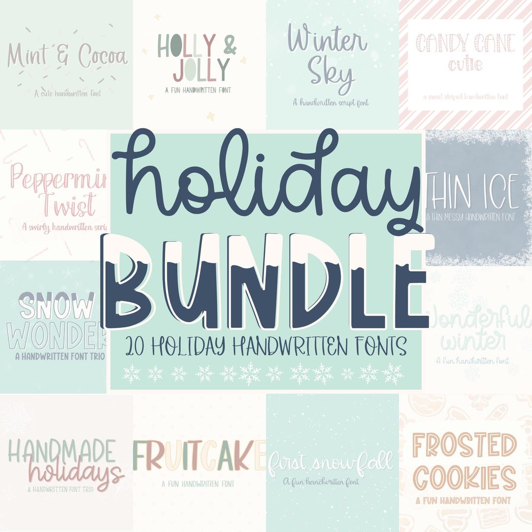 Holiday Handwritten Font Bundle for Cricut, Cute Christmas Handwriting ...