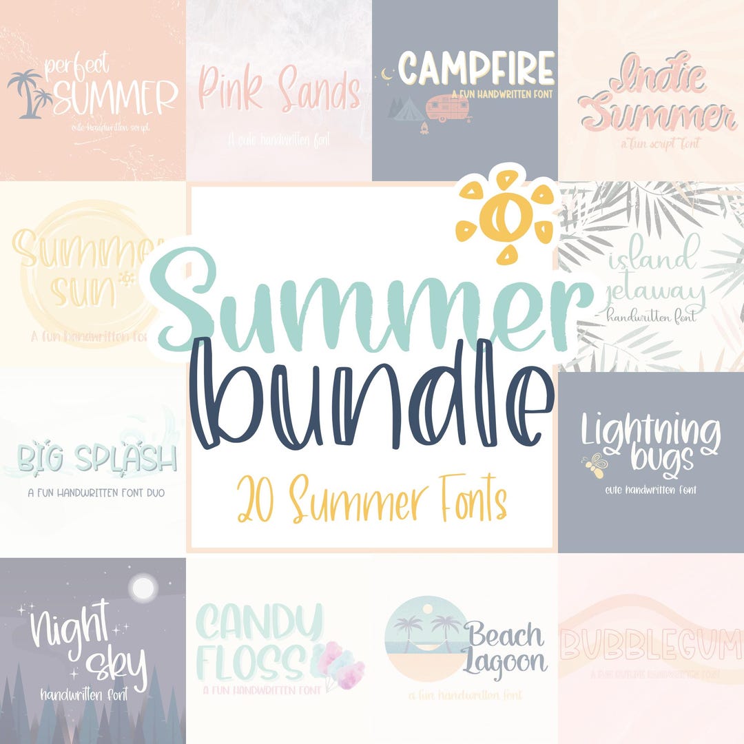 Summer Handwritten Font Bundle for Cricut, Cursive Handwriting Fonts ...