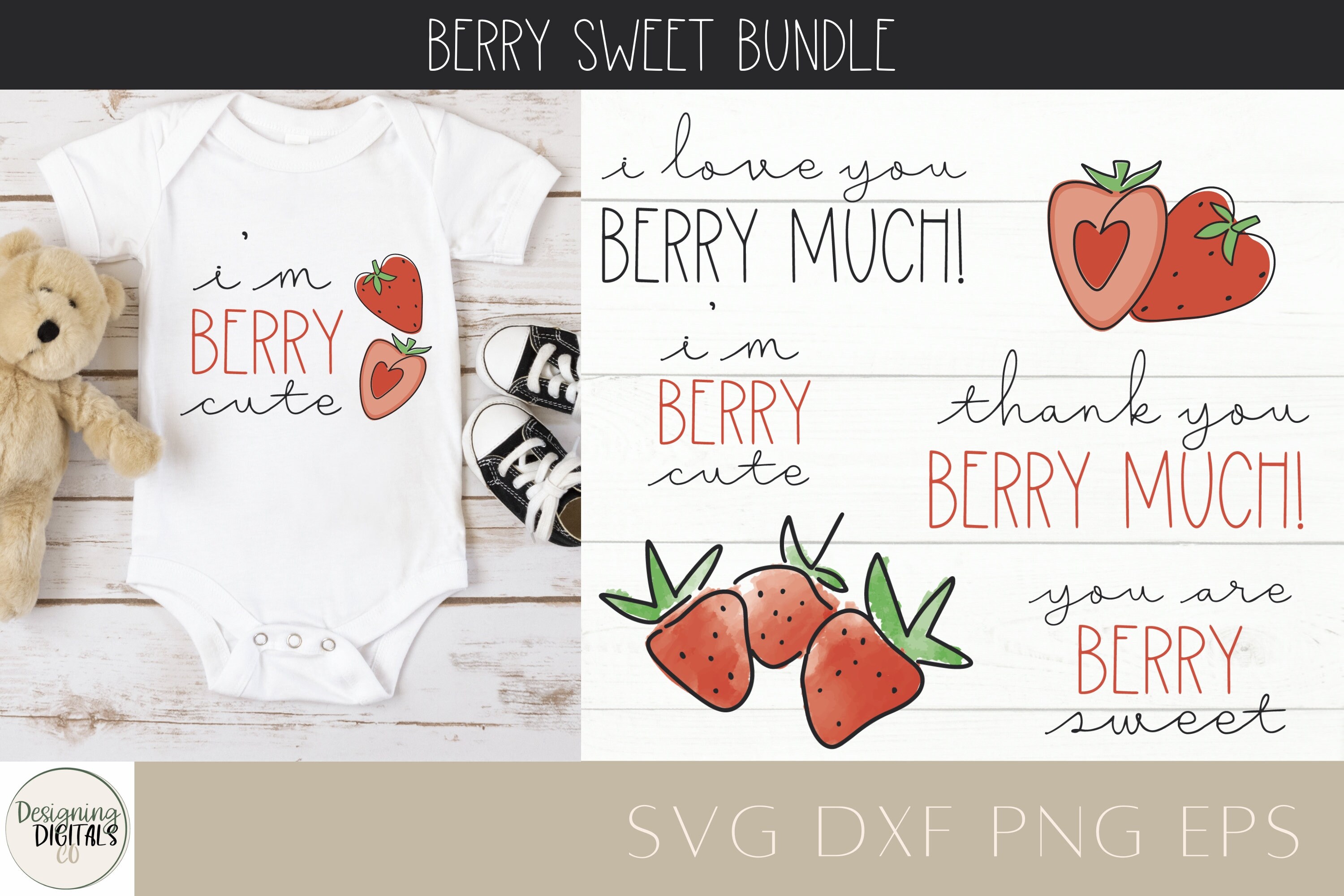 Berry Sweet Strawberry SVG Bundle Strawberries SVG Files for - Etsy
