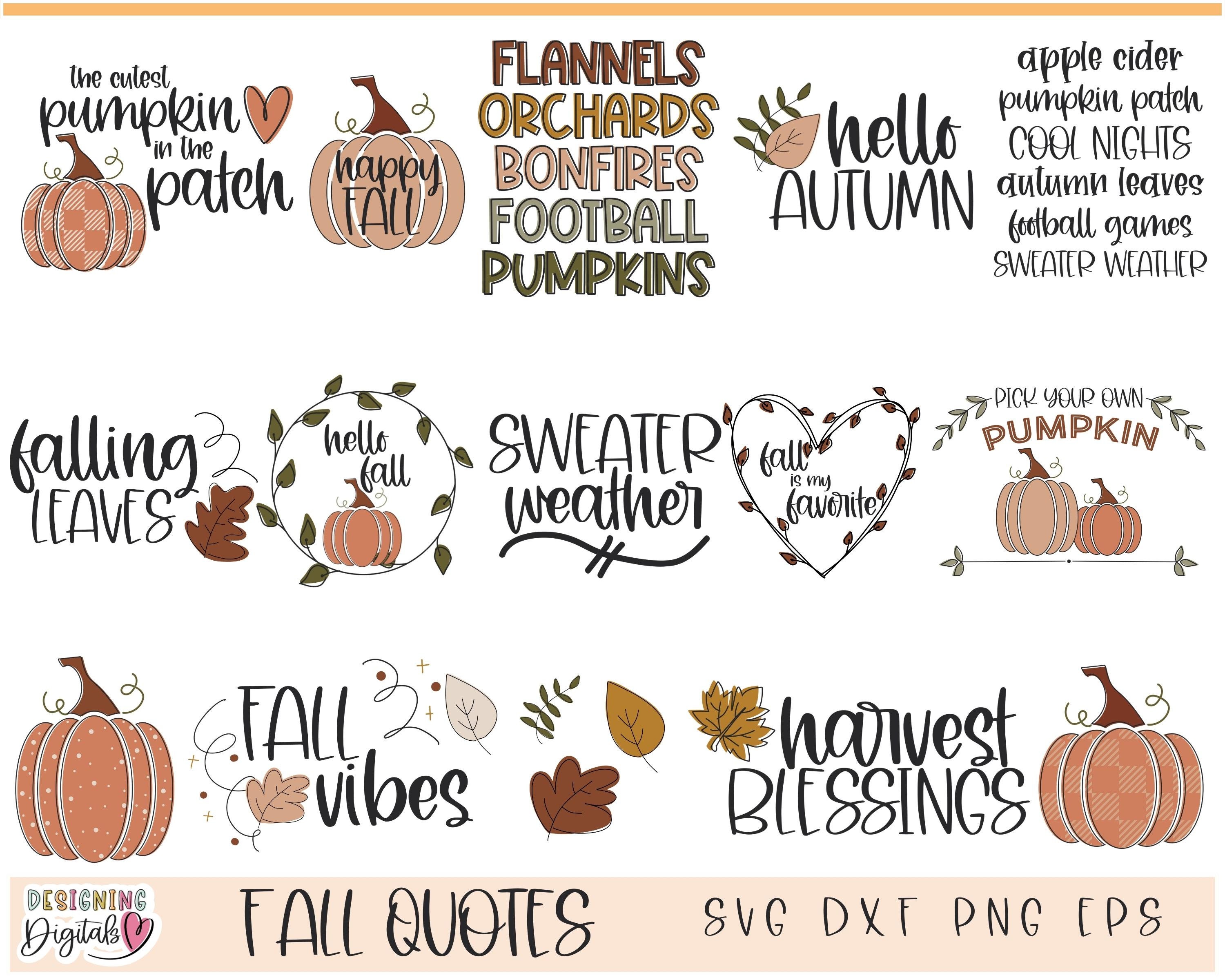Fall SVG Tshirt Design Bundle, Fall Sign SVG, Hello Fall SVG, Pumpkin ...