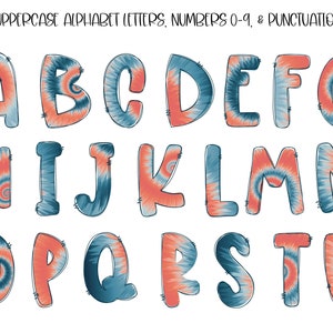 Tie Dye Alphabet Doodle Letters PNG, Tie Dye Sublimation Alphabet ...