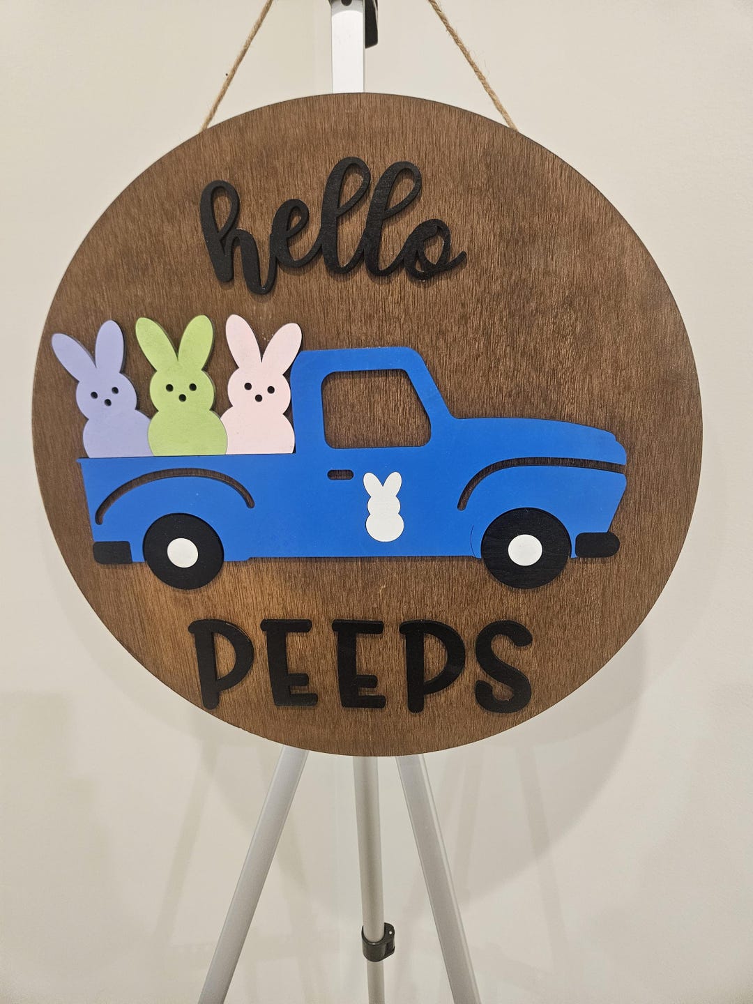 Hello Peeps, Easter, Funny, Door Hanger, Wood, Round - Etsy