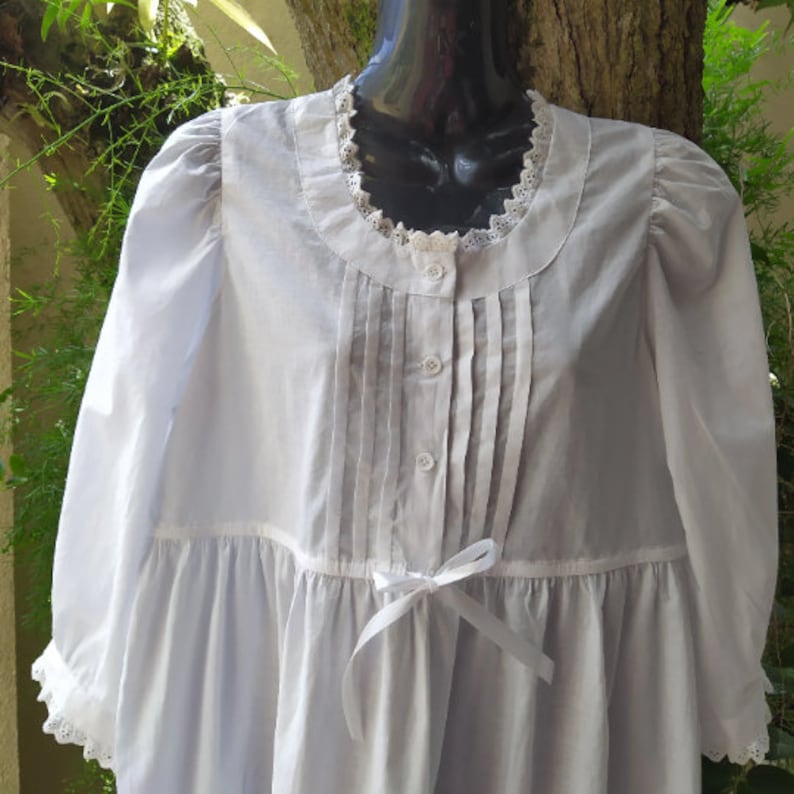 Iris - 100% Cotton Nightgown, Draw String Waist, Lace Edged Neckline ...