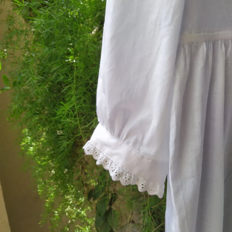 Iris - 100% Cotton Nightgown, Draw String Waist, Lace Edged Neckline ...