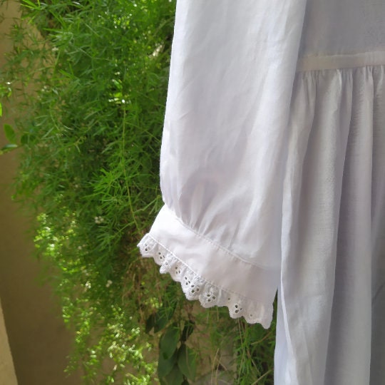 Iris - 100% Cotton Nightgown, Draw String Waist, Lace Edged Neckline ...