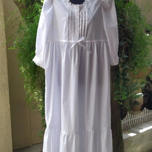 Iris - 100% Cotton Nightgown, Draw String Waist, Lace Edged Neckline ...