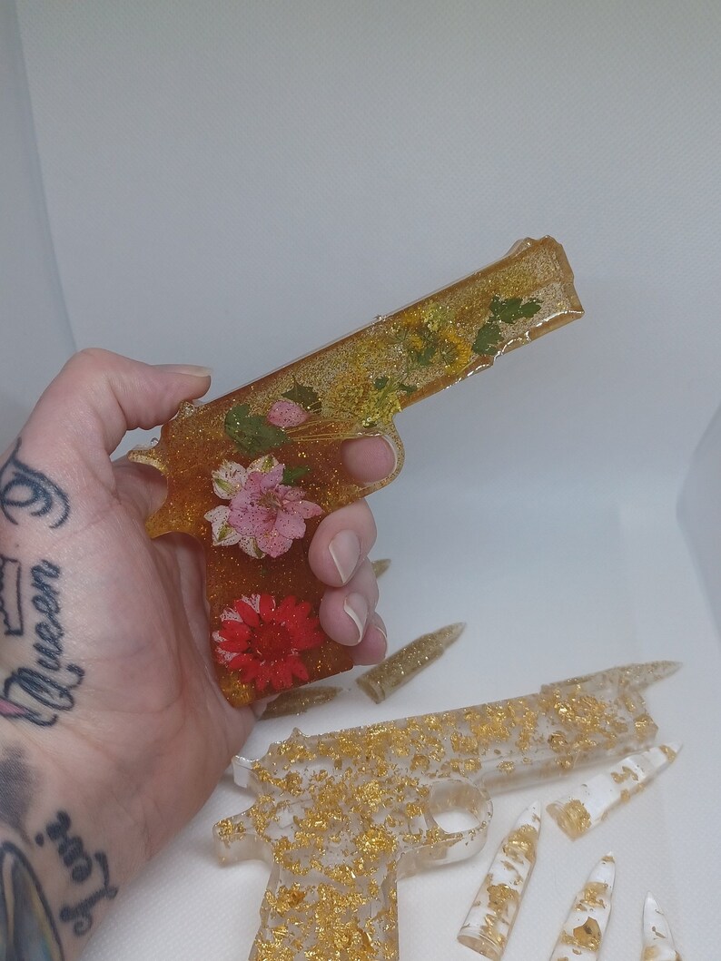 Beautiful Gold Sparkle Resin Gun With Bullets - Etsy