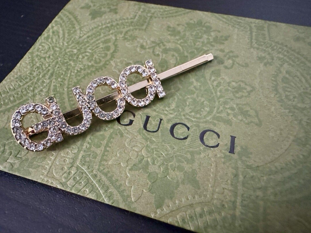 Gucci Crystals Gold Metal 2.5 Hair Pin Clip - Etsy