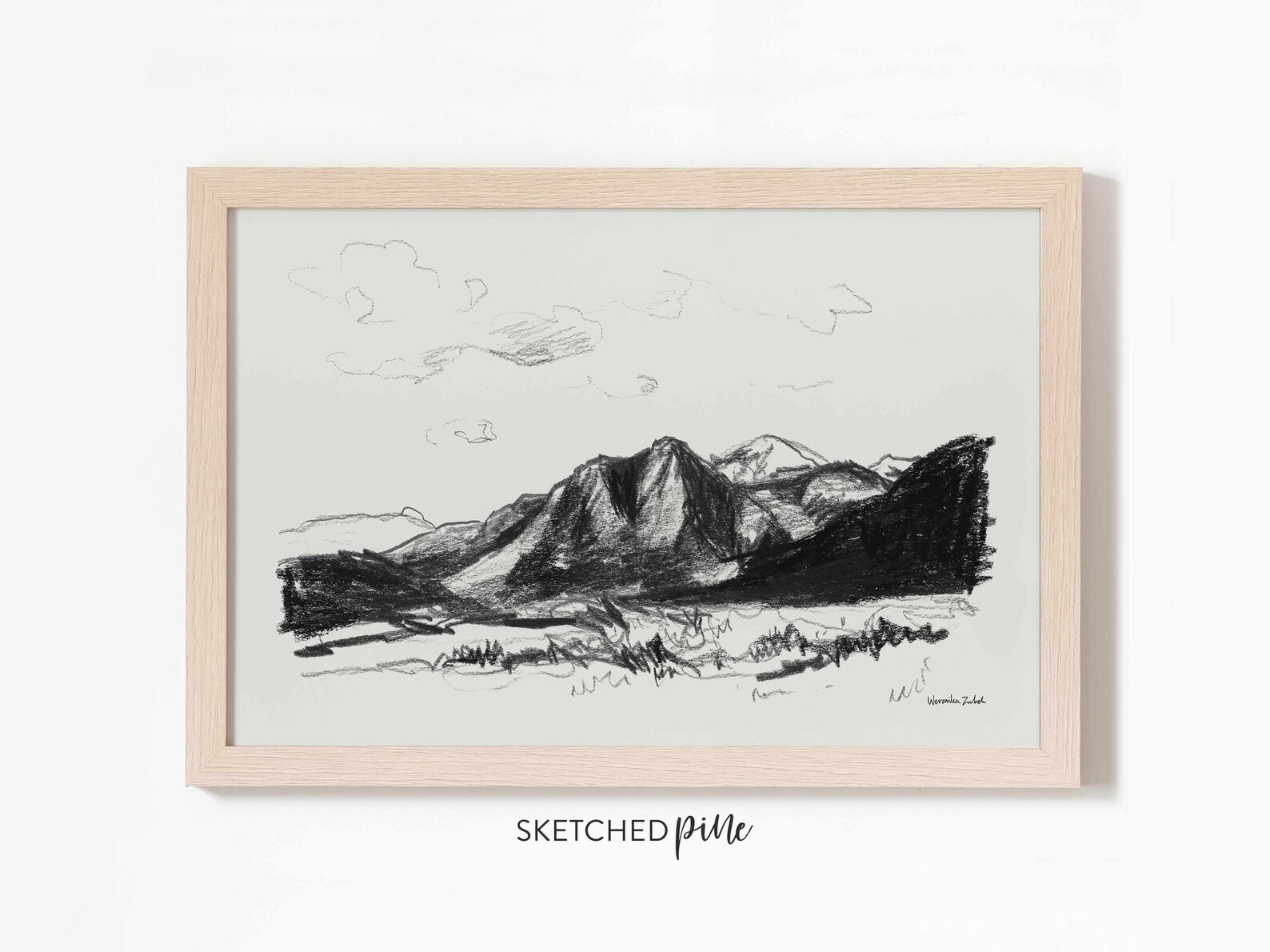 Colorado Springs Mountain View Art Print: Charcoal Landscape Drawing - Etsy
