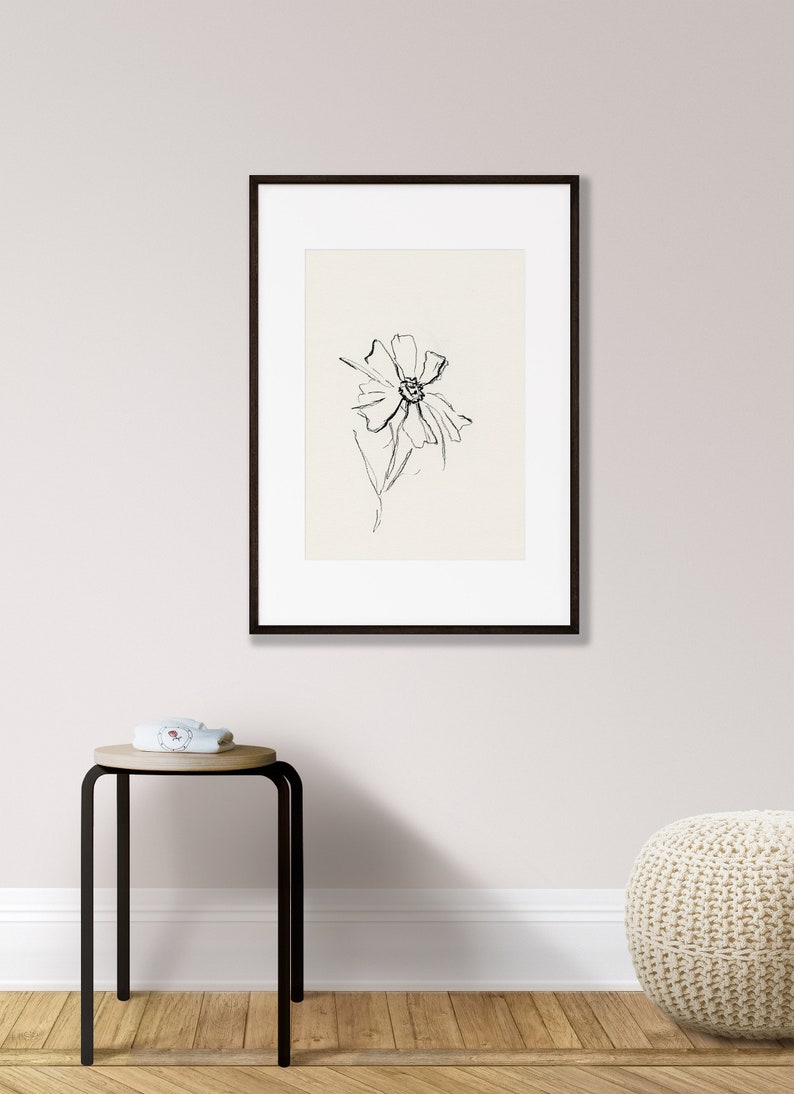 Daisy Line Art Print Set: Modern Floral Sketch Wall Decor - Etsy