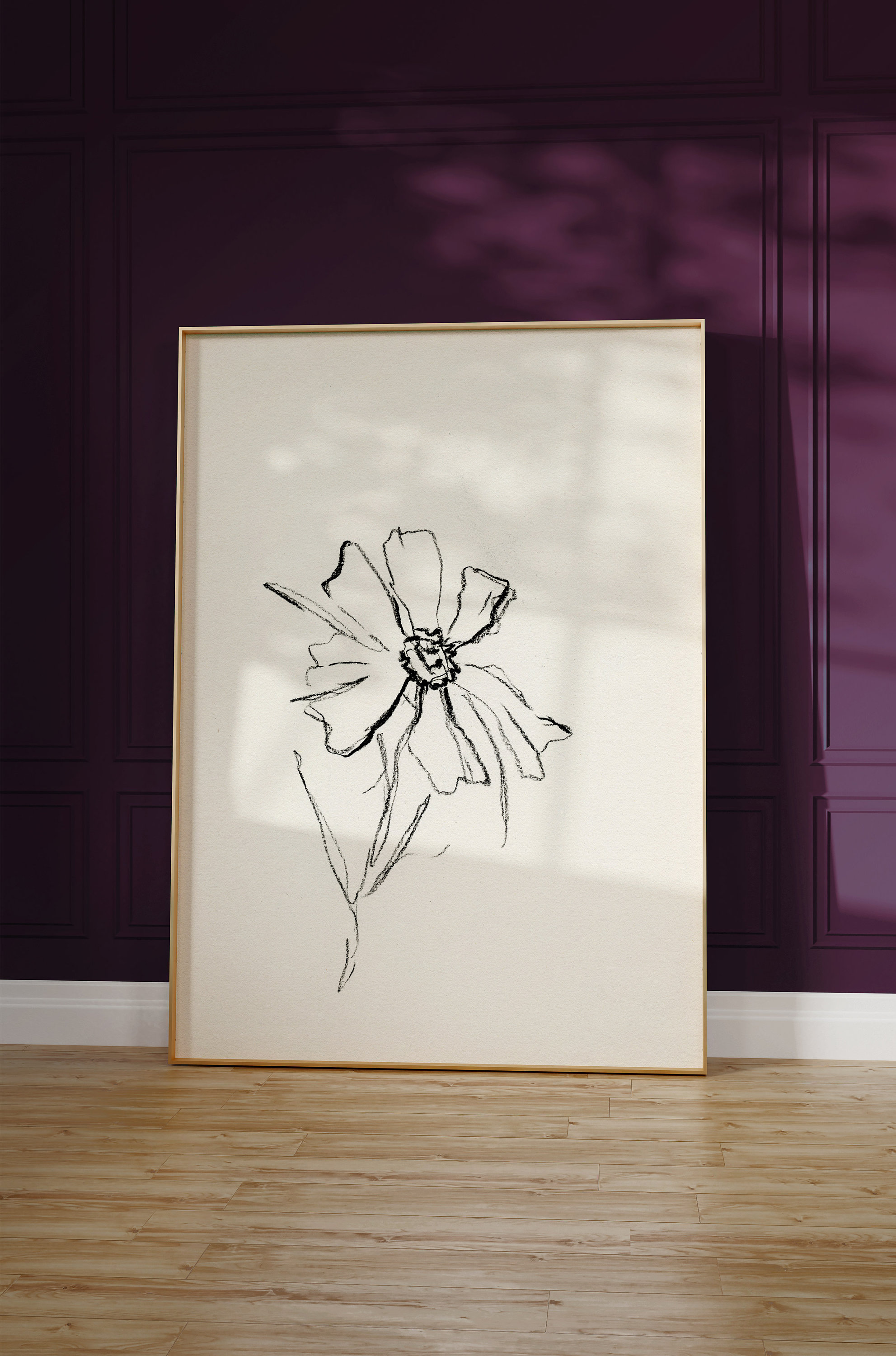 Daisy Flower Charcoal Line Art Print by Weronika Zubek Flower Sketch ...