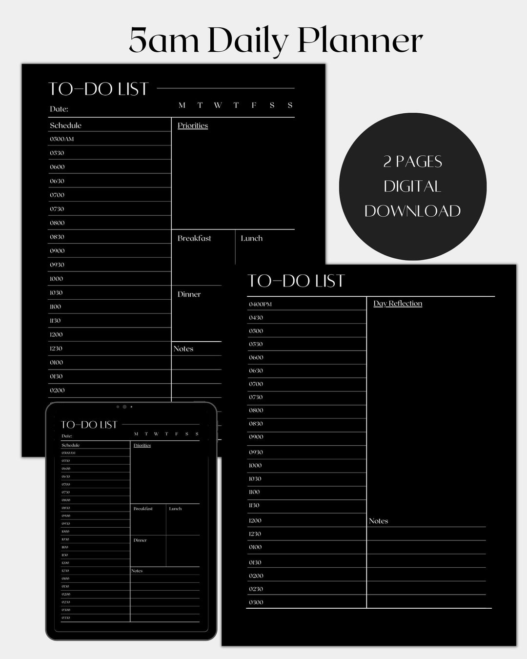 5am Planner, Hourly Planner for Ipad, Daily Planner Prints, Undated ...