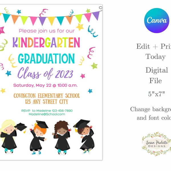 Kindergarten Graduation Invitation Template - Etsy