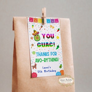 Fiesta Birthday Treat Tags for Avocado Birthday Party, Take Home Gift ...