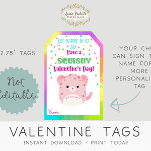 Squishy Valentine Tags, Printable Instant Download PDF Four Designs ...