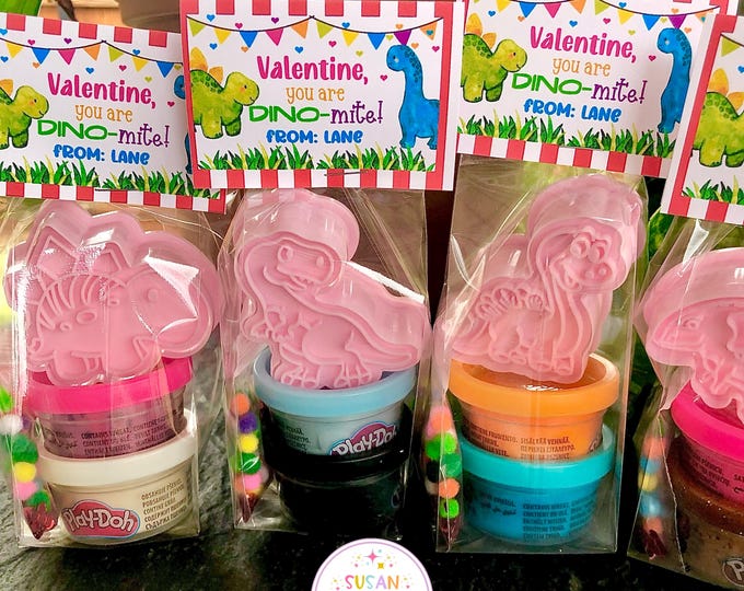 Valentine Party Favors, Dinosaur Play Dough Gift Sets for Class ...