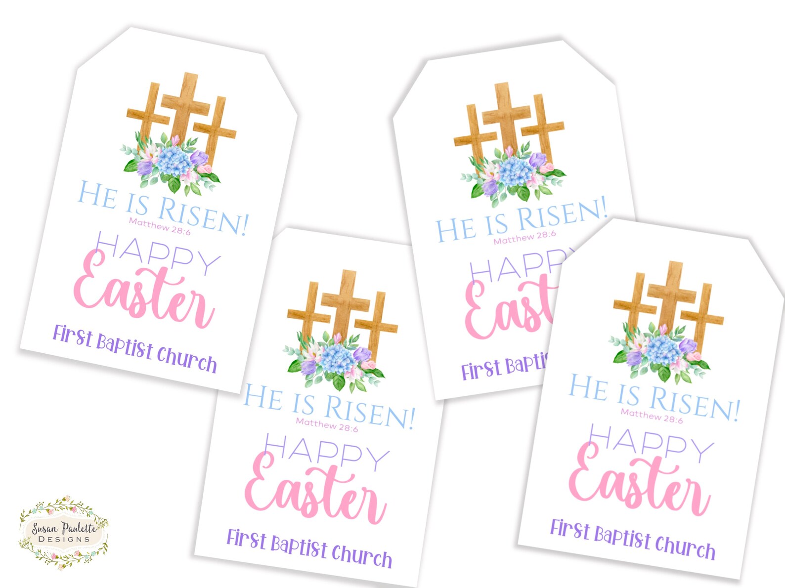 He is Risen Happy Easter Treat Tag for Party Digital Editable Three ...