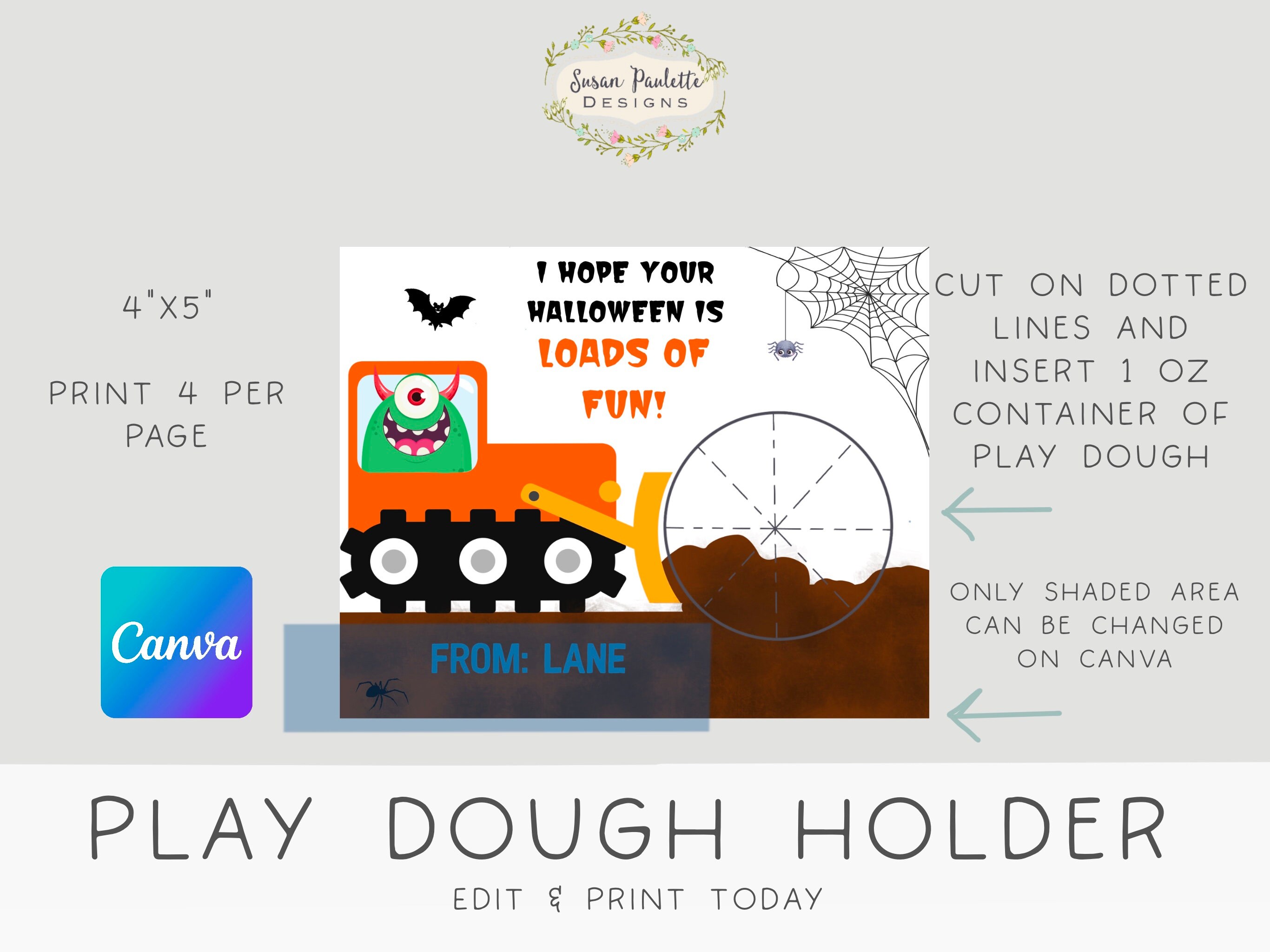 Halloween Play Dough Tag, Monster Construction Loader Classroom Party ...