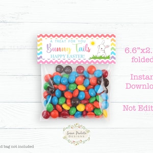 Bunny Tails Bag Topper Basket Stuffer Digital Printable Template Gift ...