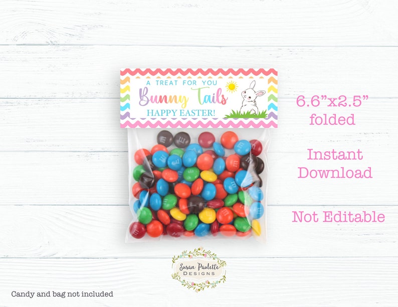 Bunny Tails Bag Topper Basket Stuffer Digital Printable Template Gift ...