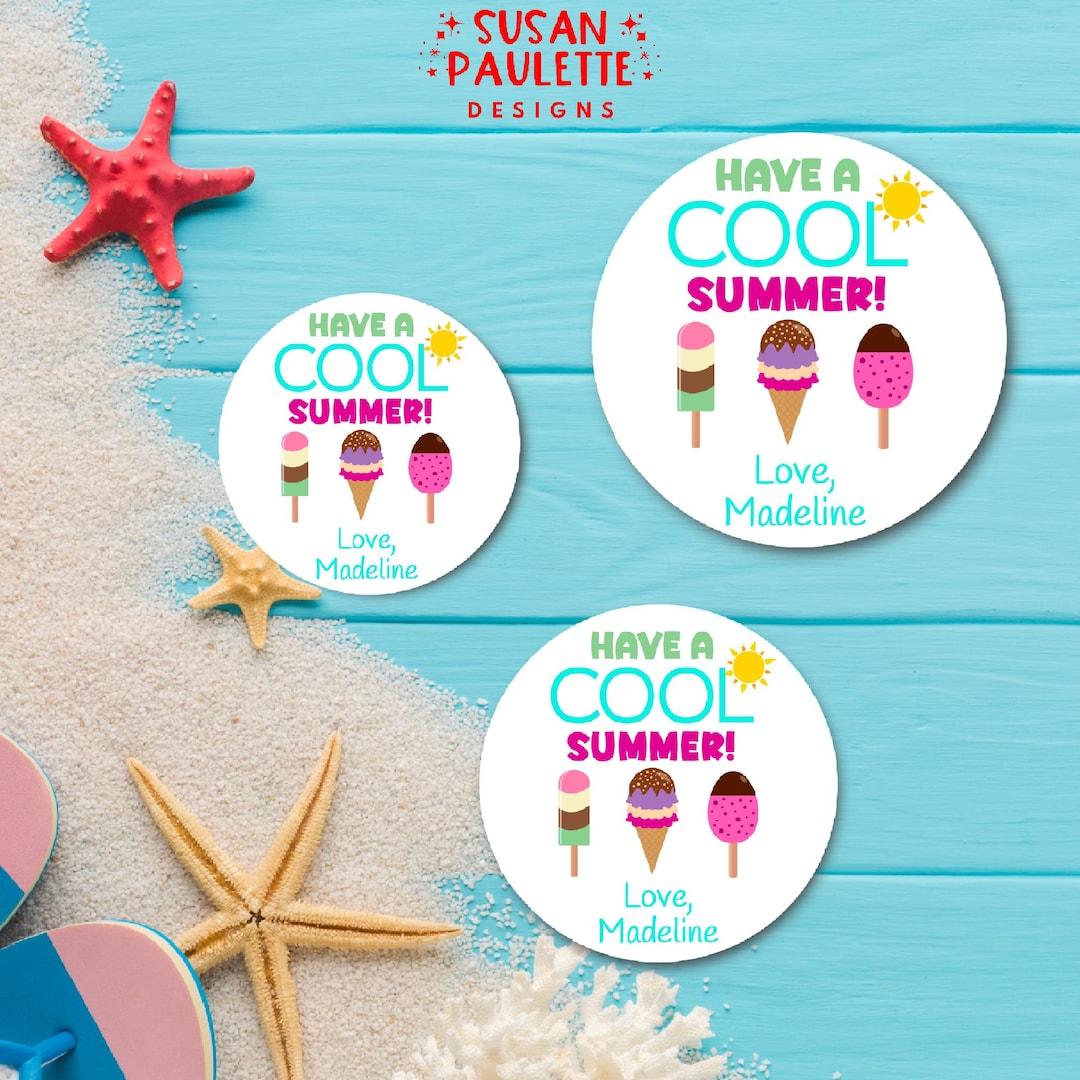 Hope You Have a Cool Summer, Personalized Goody Bag Stickers, End of ...