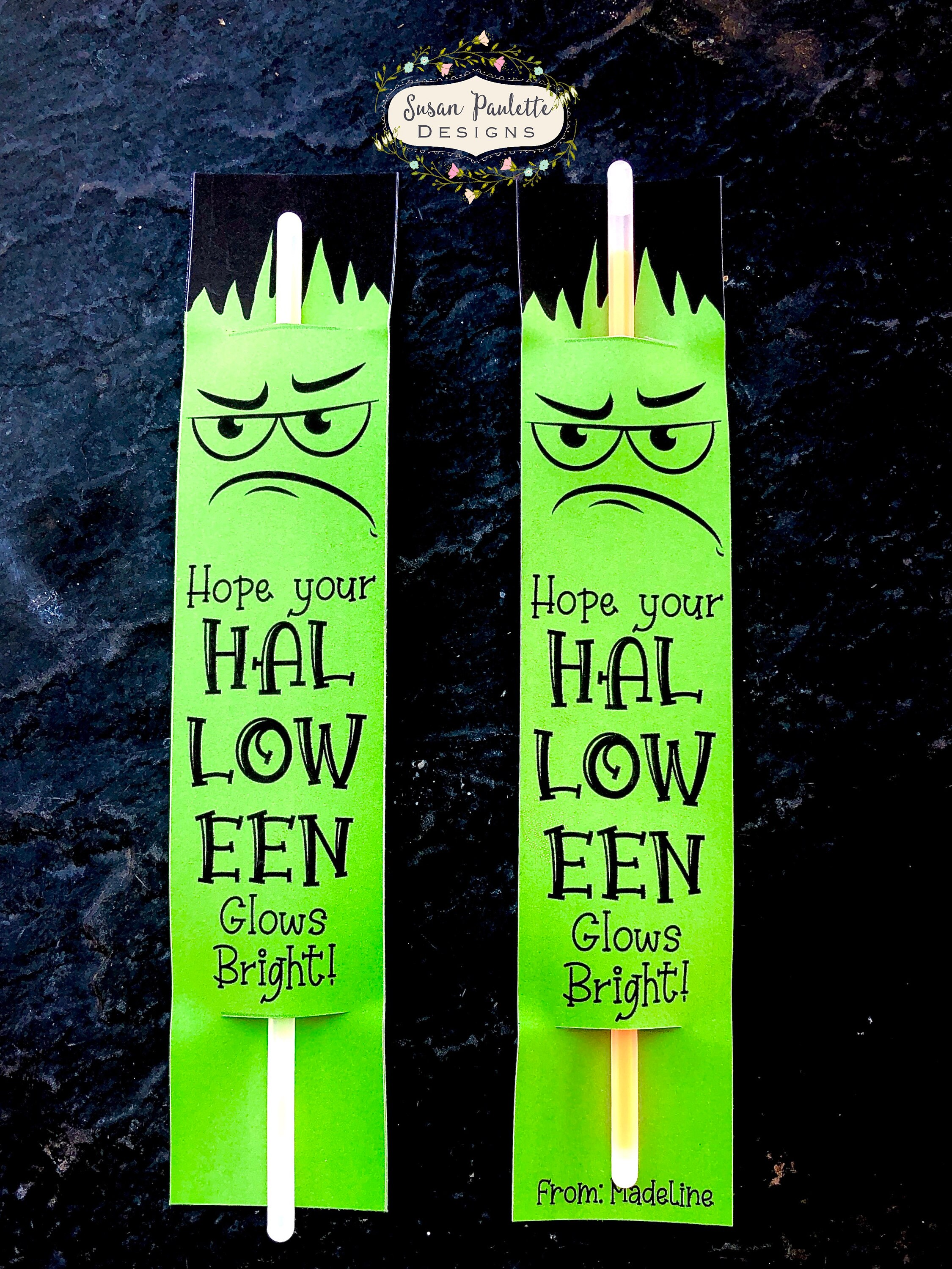 Halloween Glow Stick Frankenstein Tag, Monster Classroom Halloween ...