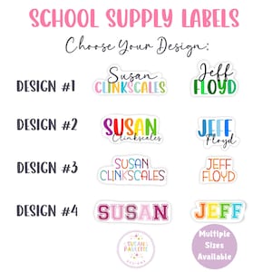 School Supply Labels, Back to School Matte Sticker Sheet for Kids and ...