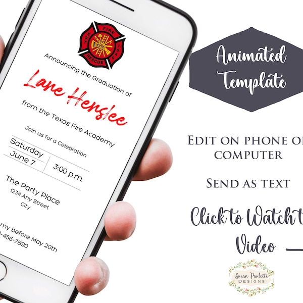 Firefighter Academy Graduation Invitation - Etsy
