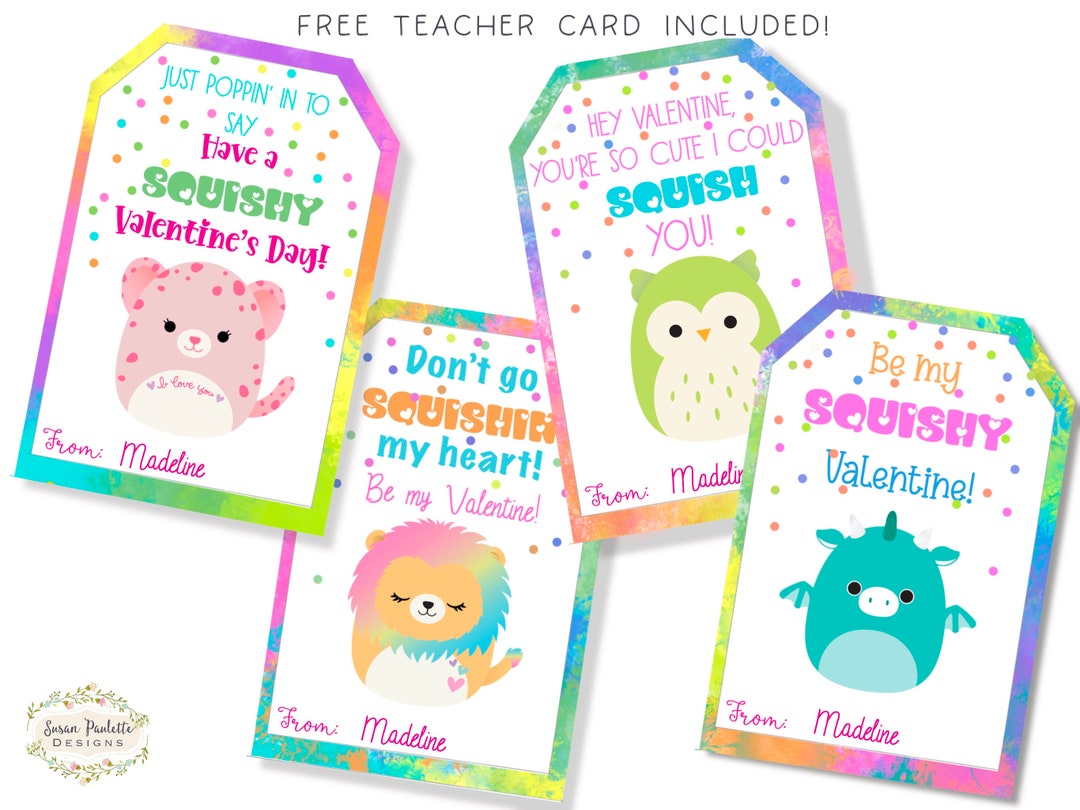 Editable Squishy Valentine Tags, Printable Download Mochi Valentine ...