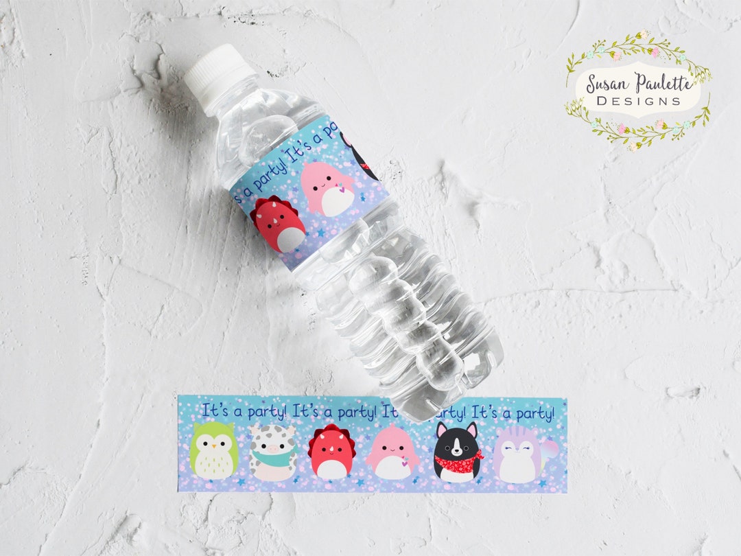 Sparkle Squishy Birthday Party Decorations Water Bottle Labels Squishy ...