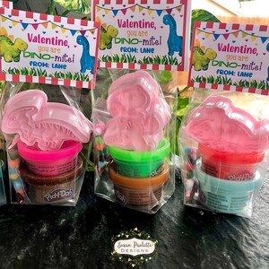 Valentines Party Favors, Dinosaur Play Dough Gift Set for Class ...