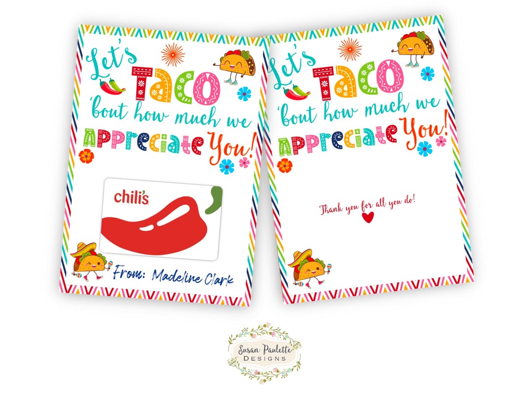 Gift Card Holder, Teacher Staff Nurse Team Appreciation, Let’s TACO ...