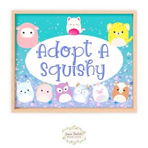 Sparkle Squishy Adoption Certificate and Sign Birthday Party Game Decor ...