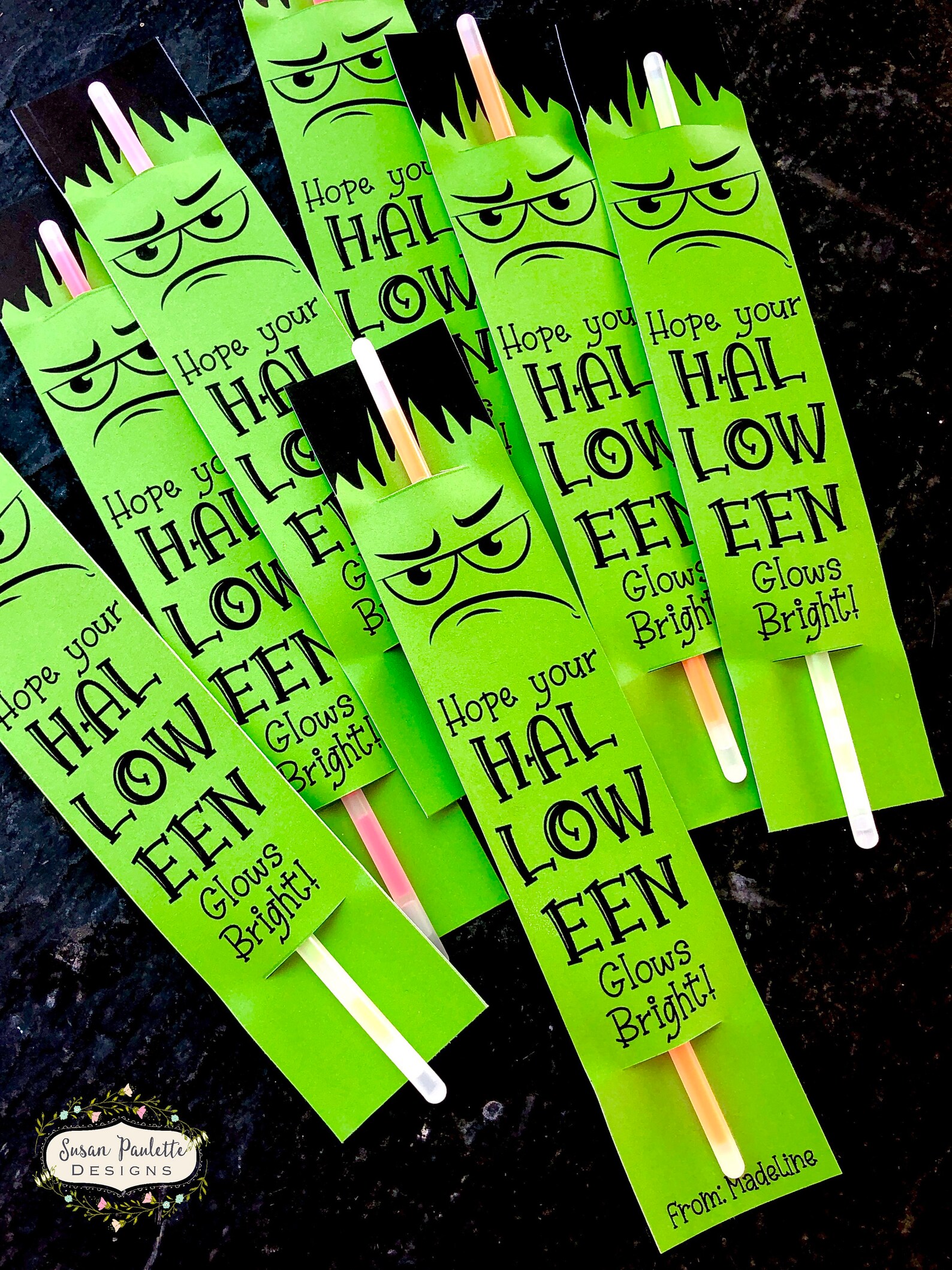 Halloween Glow Stick Frankenstein Tag, Monster Classroom Halloween ...