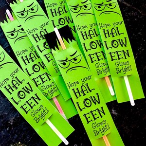 Halloween Glow Stick Frankenstein Tag, Monster Classroom Halloween ...