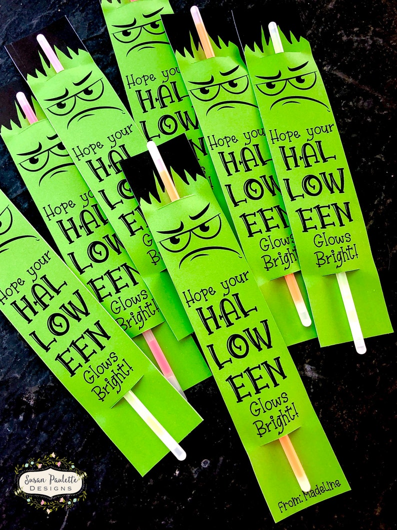 Halloween Glow Stick Frankenstein Tag, Monster Classroom Halloween ...