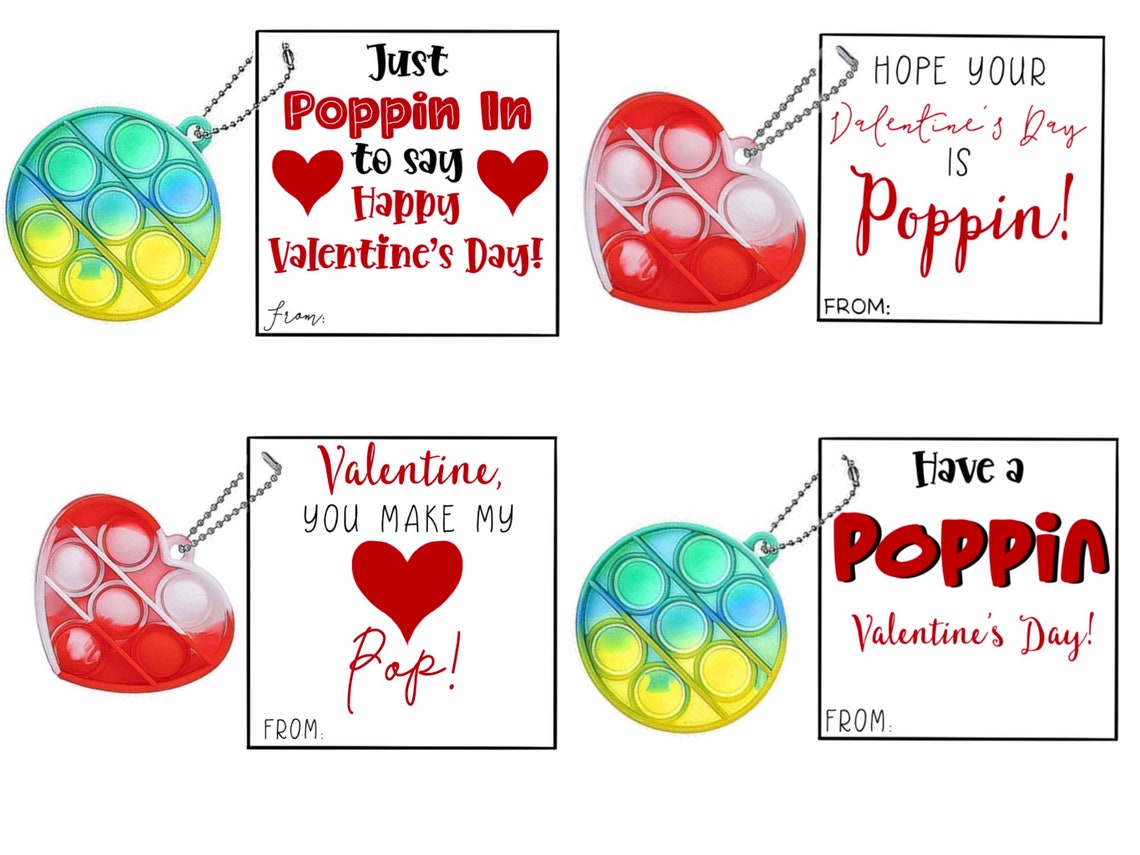 Valentines Pop It Tags Printable Instant Digital Download Four Designs ...