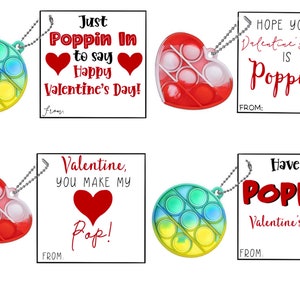 Valentines Pop It Tags Printable Instant Digital Download Four Designs ...