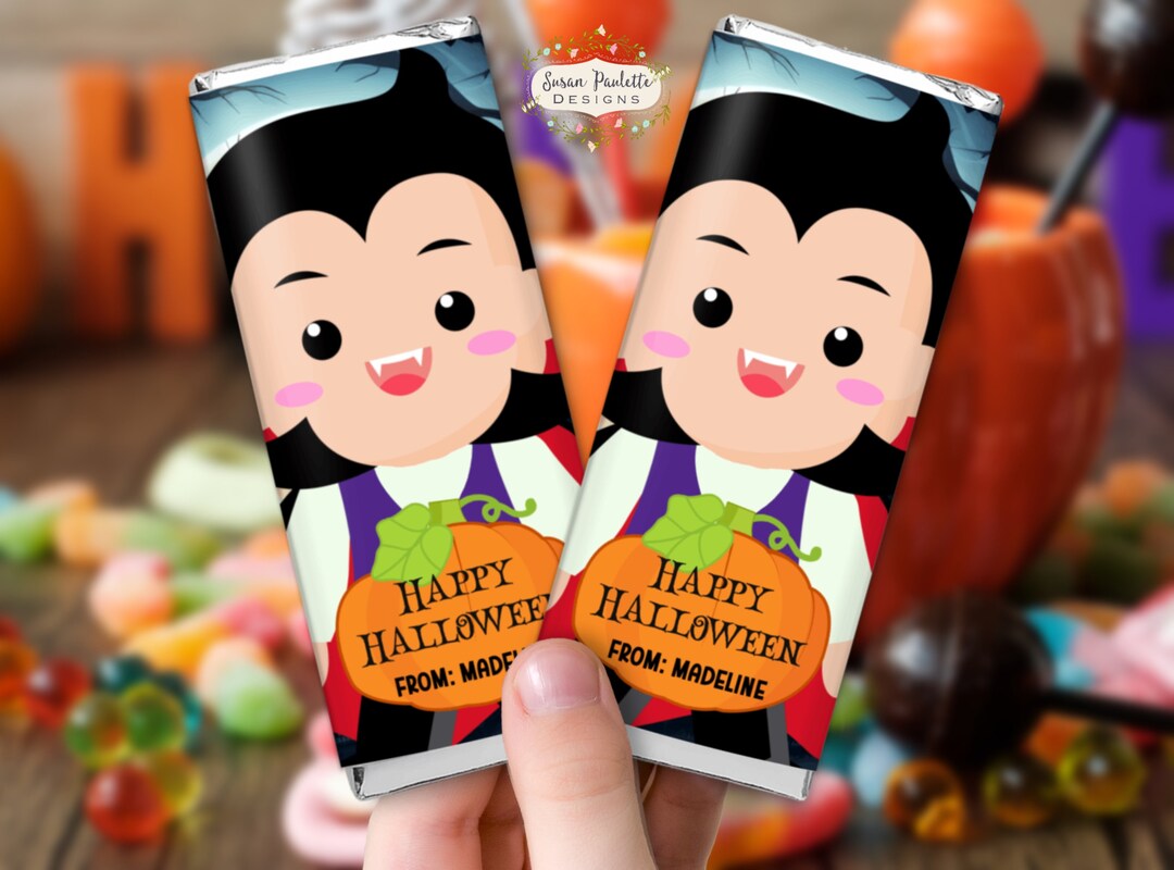 Halloween Candy Bar Wrapper, Printable Halloween Party Favor Tag ...