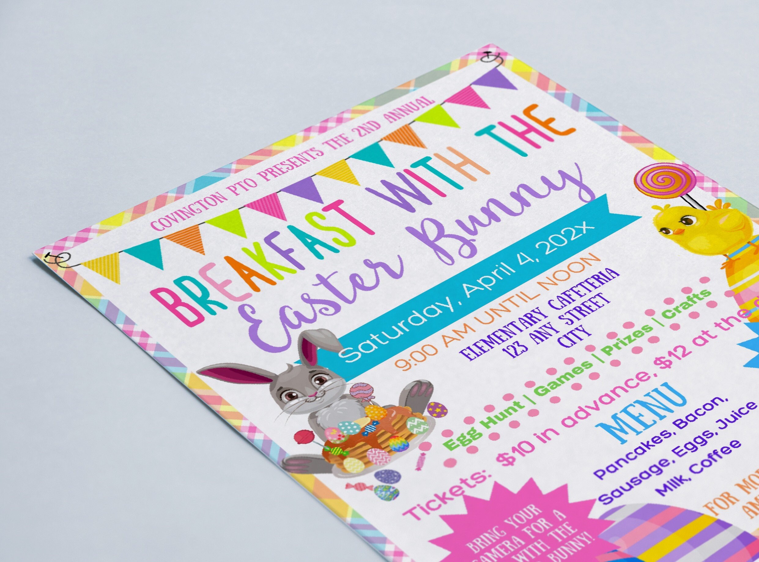 Breakfast With the Easter Bunny Flyer School PTA PTO Community ...