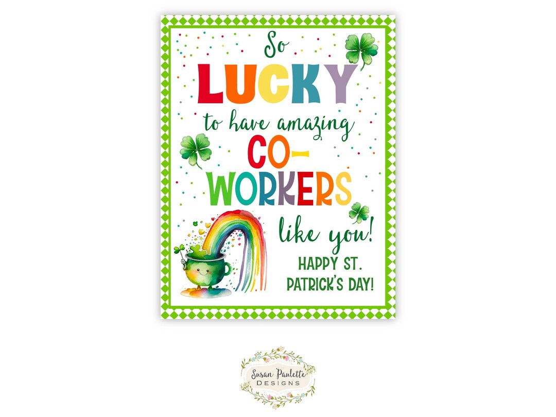 Coworker Staff St Patrick’s Day Sign 8.5x11 Employee Appreciation Day ...