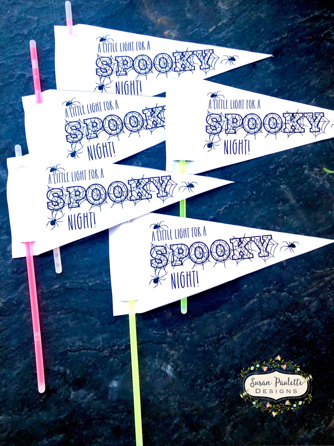Halloween Glow Stick Topper Flag Tag, Spooky Classroom Halloween Party ...