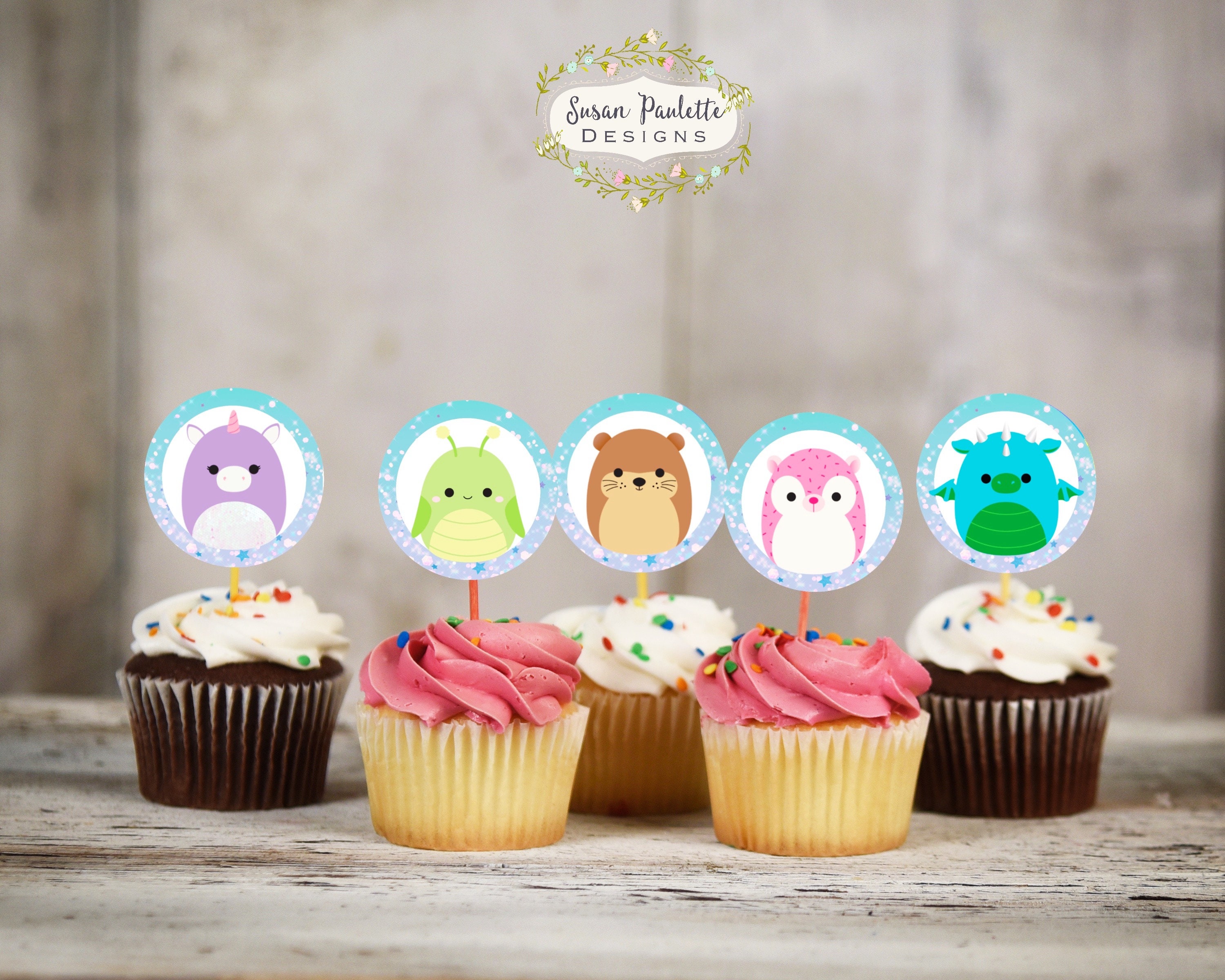 Sparkle Squishy Cupcake Toppers for Squishy Party Decorations Kids ...