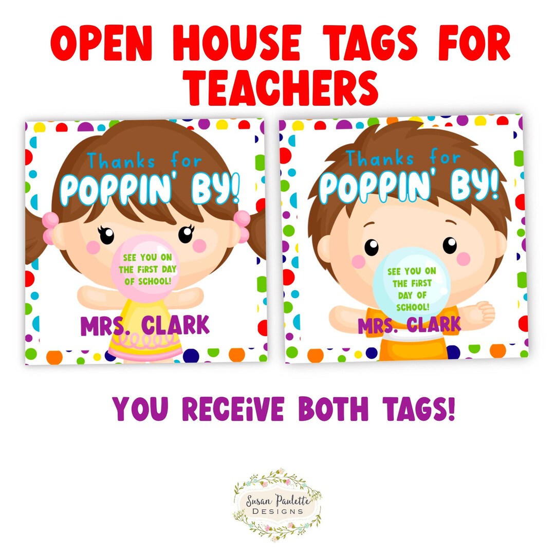 Back to School Lollipop Tag, Thanks for Popping by Meet the Teacher ...
