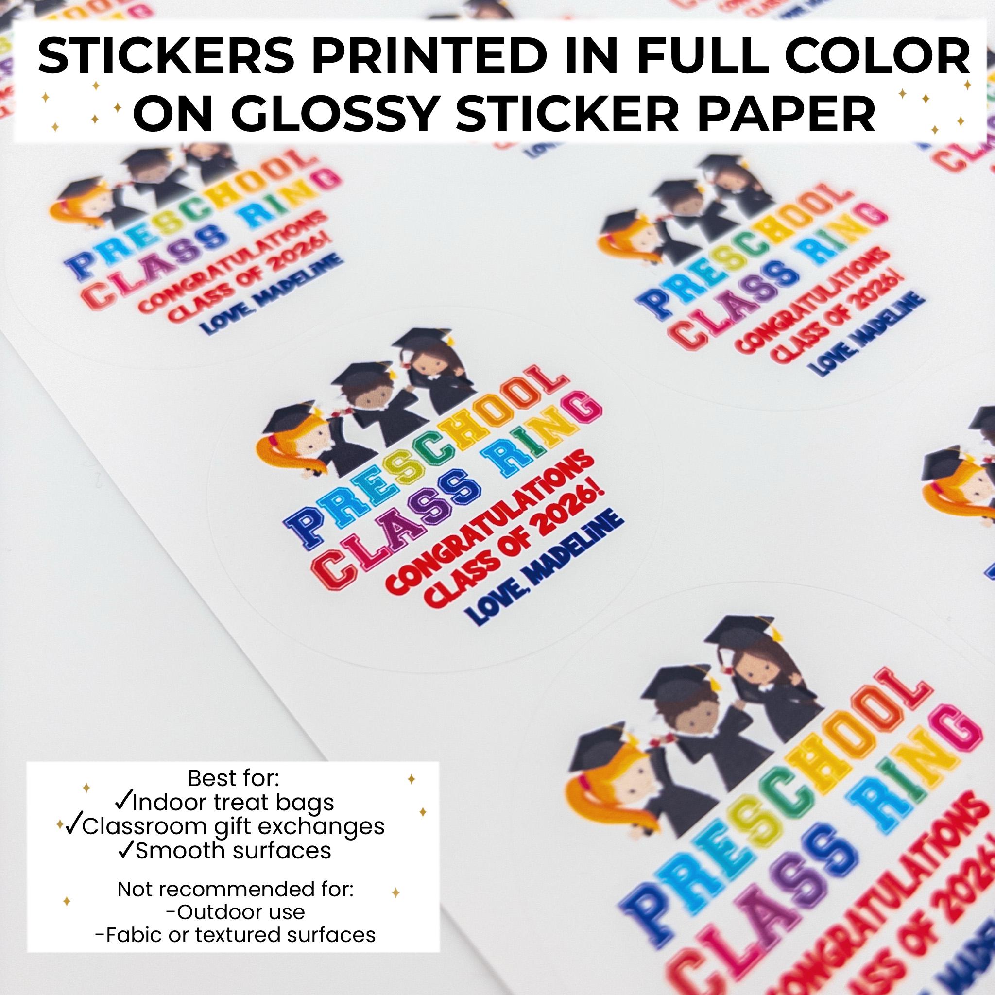 Preschool Graduation Favor Stickers | Class Ring Party Favor Labels ...
