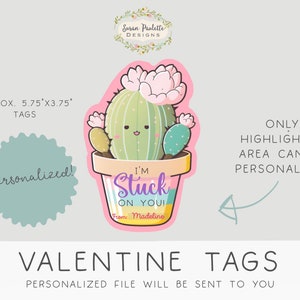 PERSONALIZED Cactus Pencil Holder, Valentines Day Card 3 Designs ...