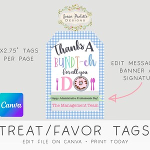 Editable Bundt Cake Teacher Appreciation Week Treat Tag Thanks a Bundt ...